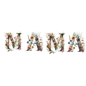Wild Flower Monogram Alphabet-clipart- Digital Download-png Cut File-52 ...