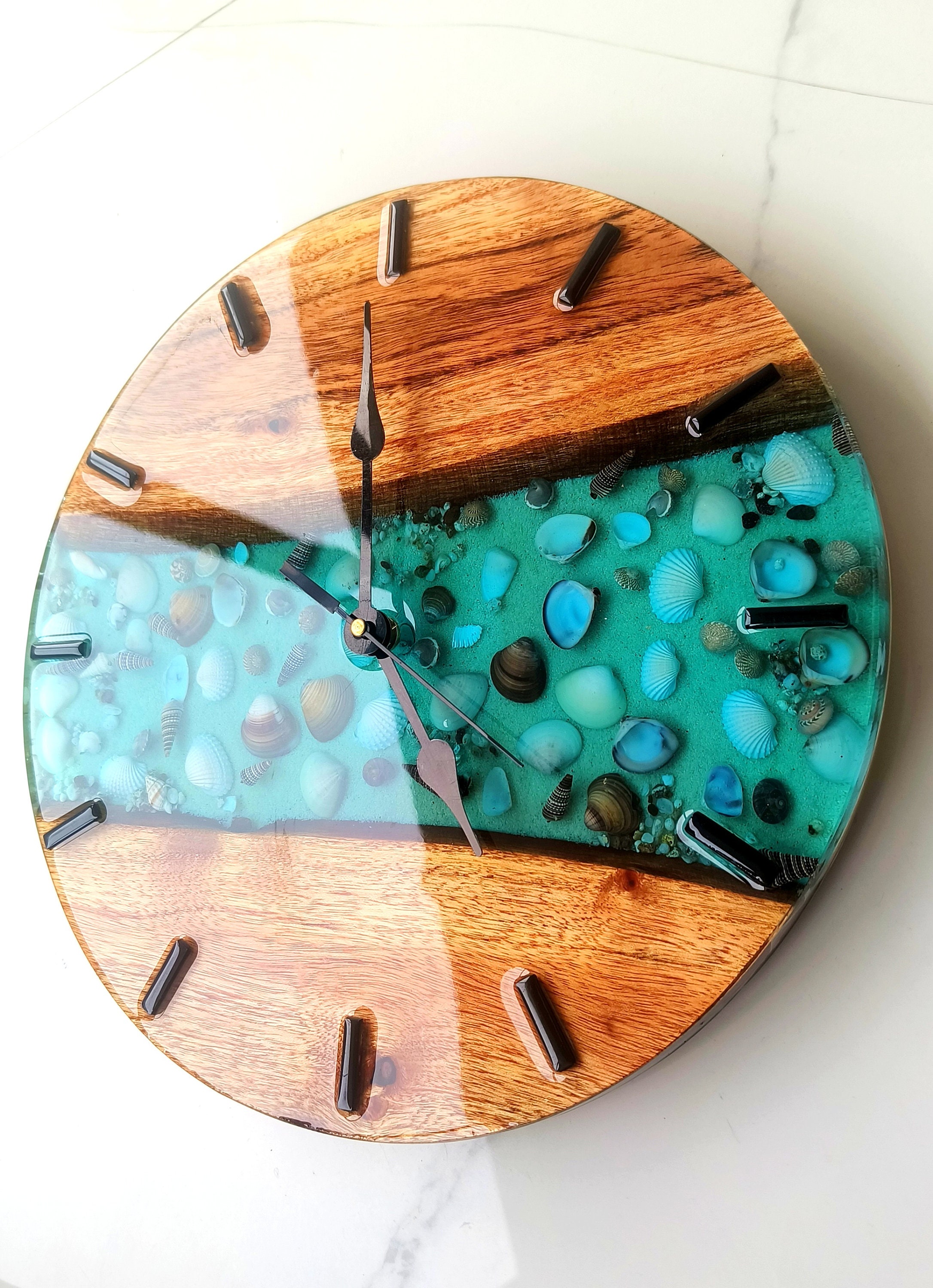 Resin Wall Clock, Resin River Wall Clock, Resin River Clock, Resin Wood ...