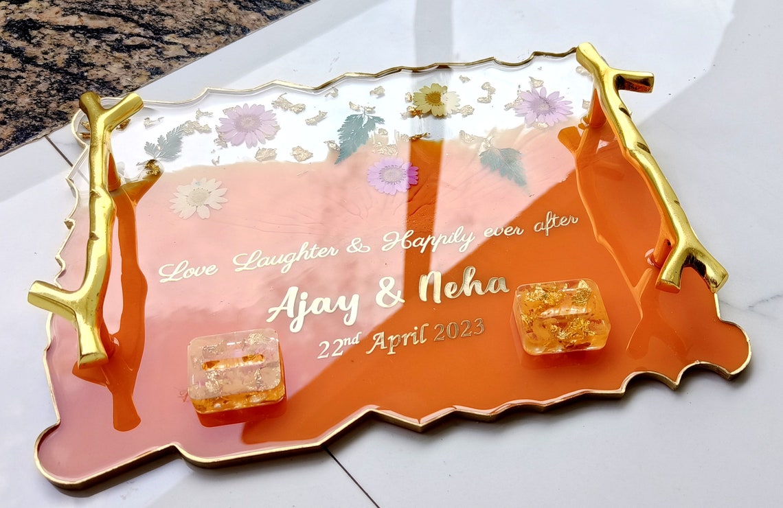 Resin Ring Platter, Customized Ring Platter, Resin Tray Coaster Set ...