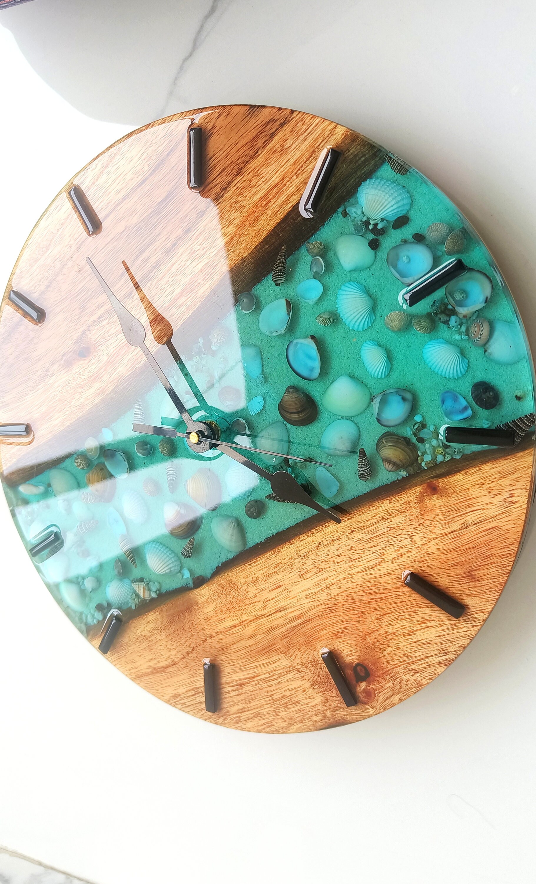 Resin Wall Clock, Resin River Wall Clock, Resin River Clock, Resin Wood ...