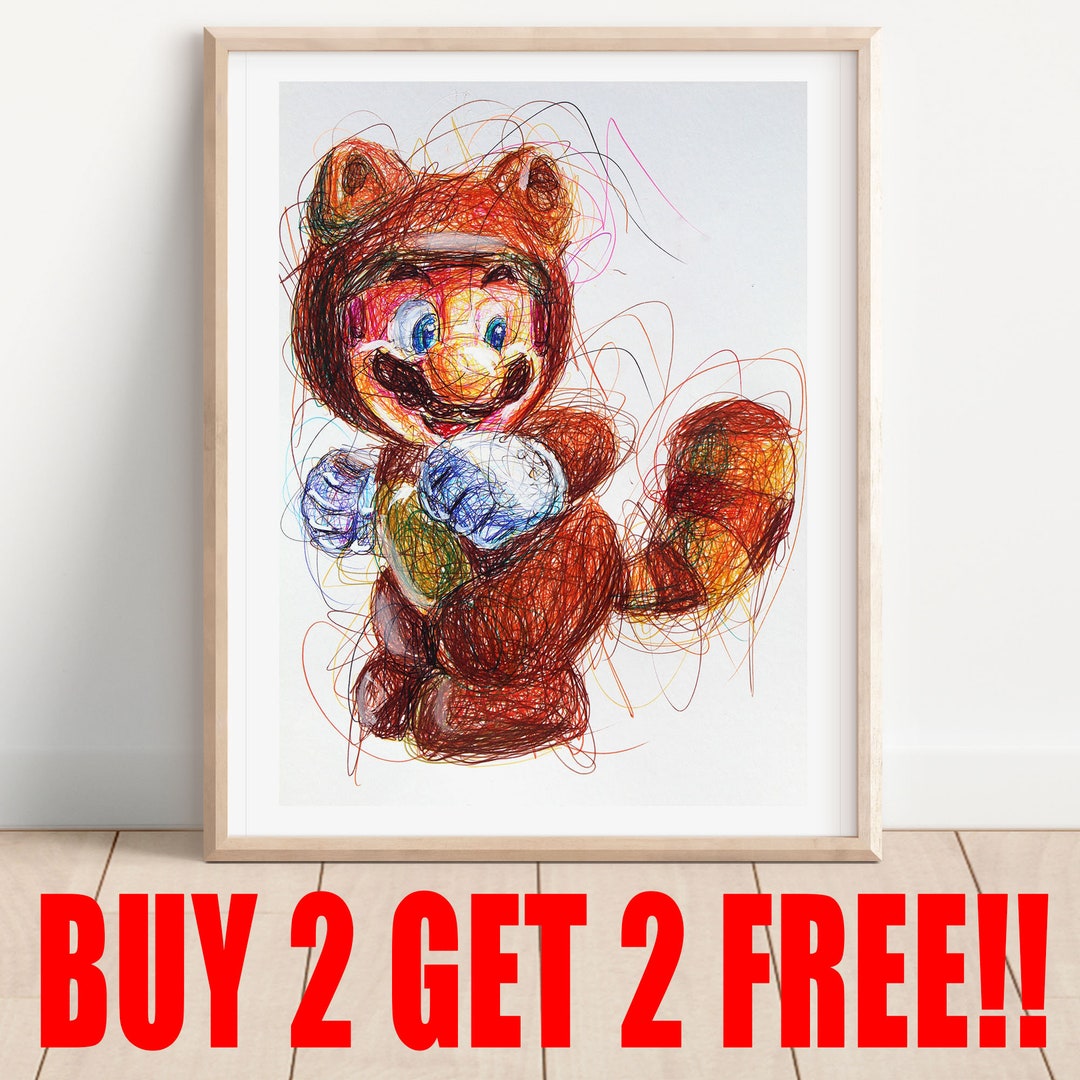 Tanooki Suit Mario Ballpoint Pen Print, Buy 2 Get 2 FREE, Super Mario ...