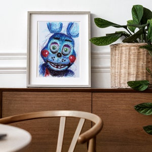 Toy Bonnie Ballpoint Pen Art Print, Five Nights at Freddy's Art Poster ...