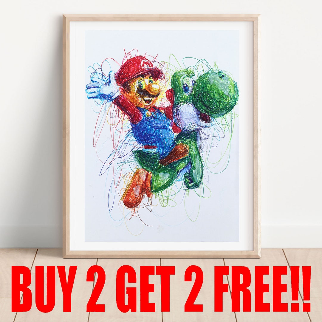 Mario Riding Yoshi Ballpoint Pen Print, Buy 2 Get 2 FREE, Nintendo ...