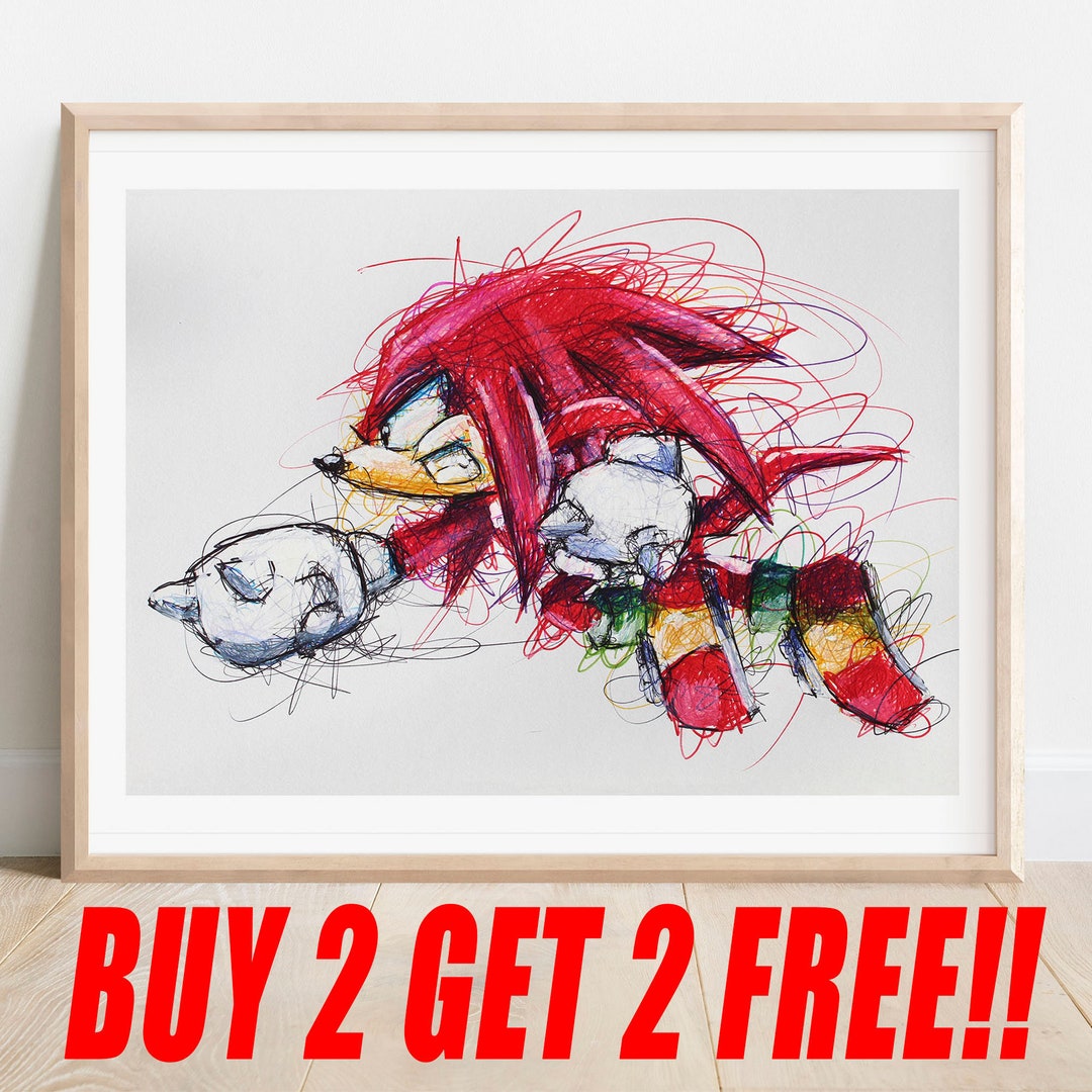 Knuckles Ballpoint Pen Print, Buy 2 Get 2 FREE, Nintendo Artwork, Video ...