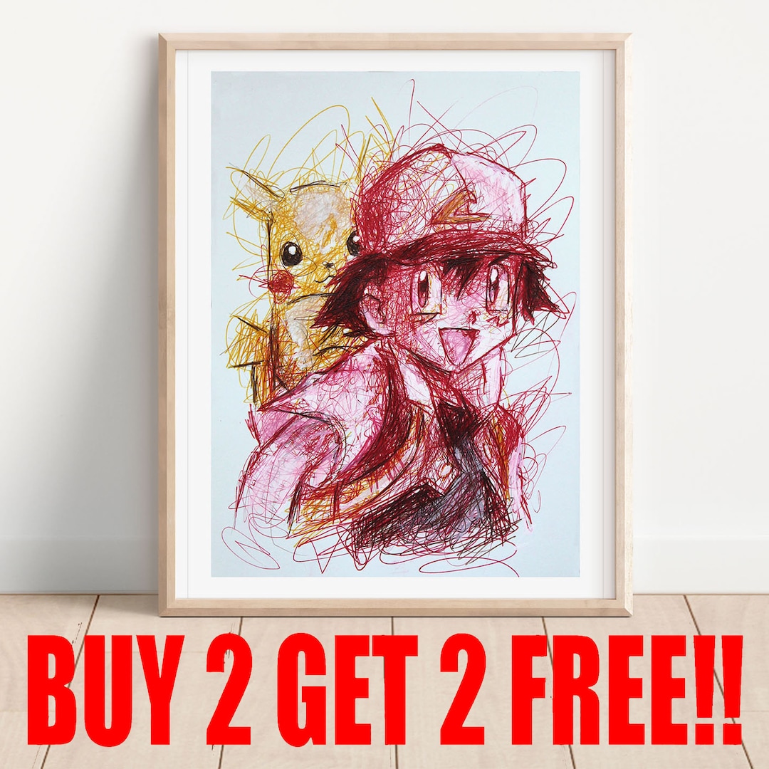 Ash Ketchum and Pikachu Ballpoint Pen Print, Buy 2 Get 2 FREE, Poke ...