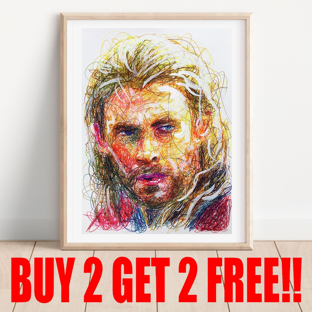 Thor Ballpoint Pen Print, Buy 2 Get 2 FREE, Avengers Art Poster, Super ...