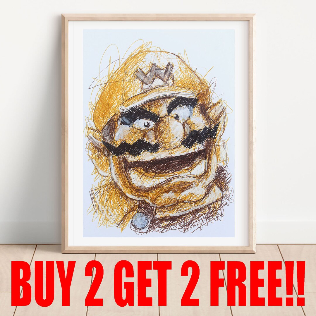 Wario Ballpoint Pen Print, Buy 2 Get 2 FREE, Nintendo Artwork, Super ...