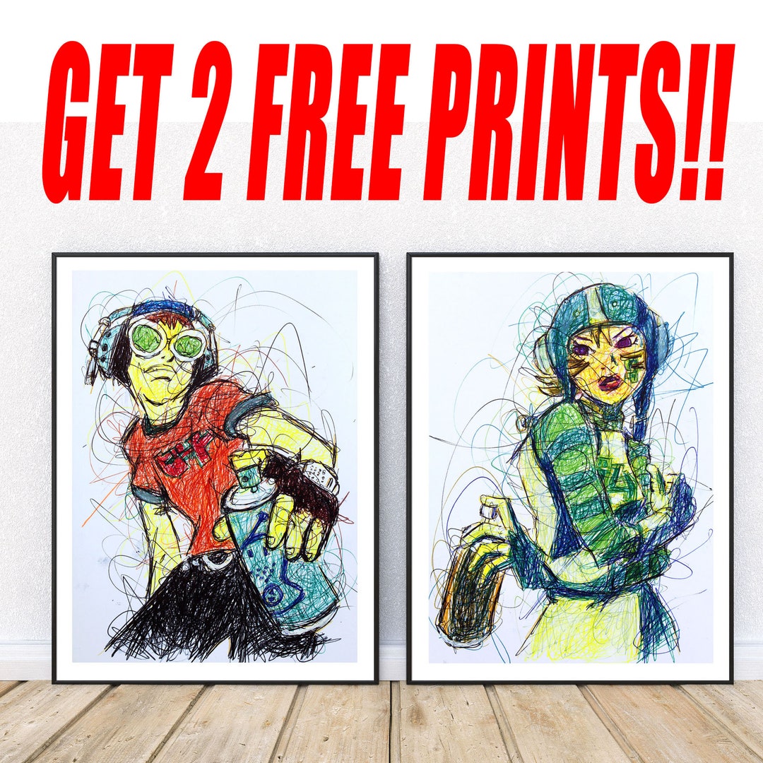 Beat and Gum Ballpoint Pen Art, GET 2 FREE PRINTS, Jet Set Radio Art ...