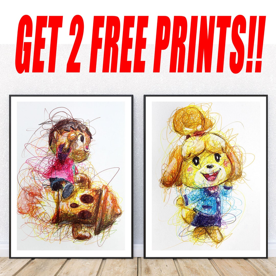 Animal Crossing Ballpoint Pen Print Set, GET 2 FREE PRINTS, Villager ...