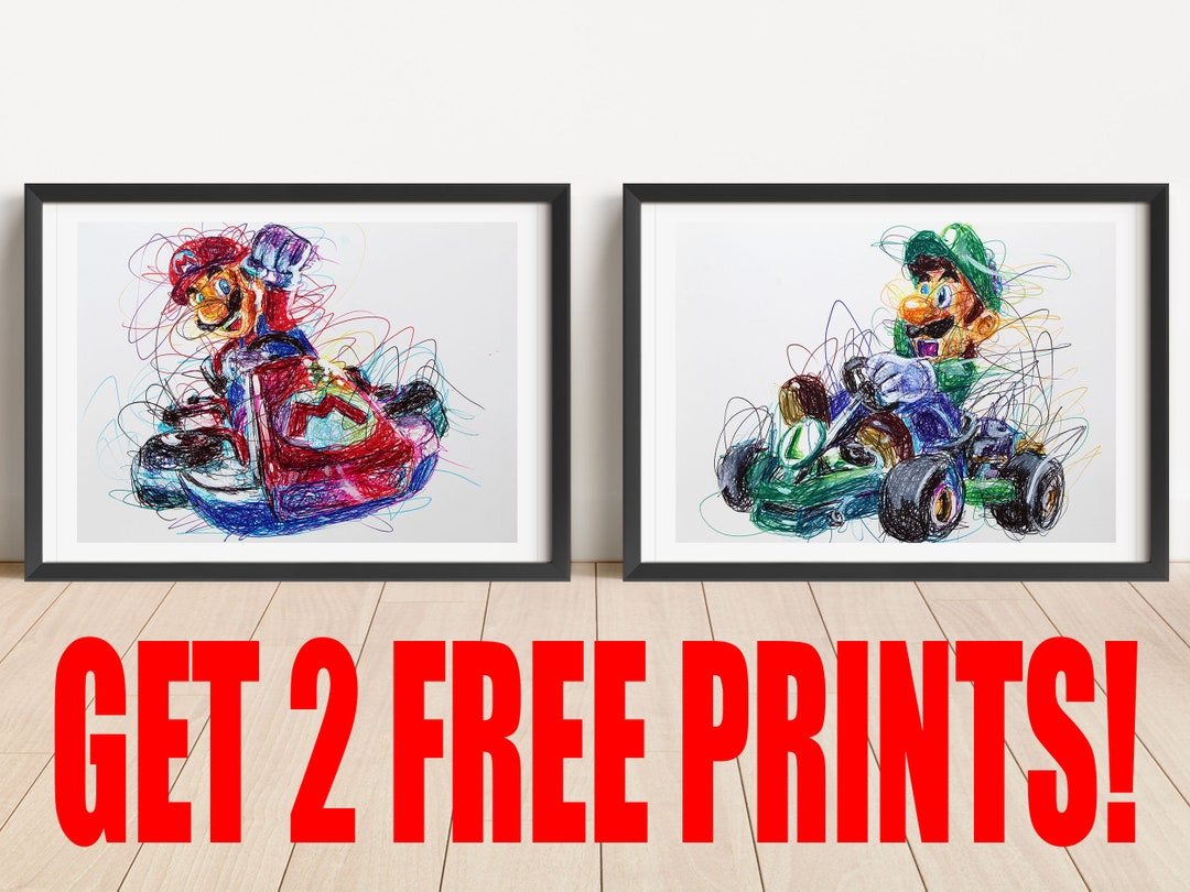 Mario and Luigi Cart Ballpoint Pen Print Set GET 2 FREE - Etsy