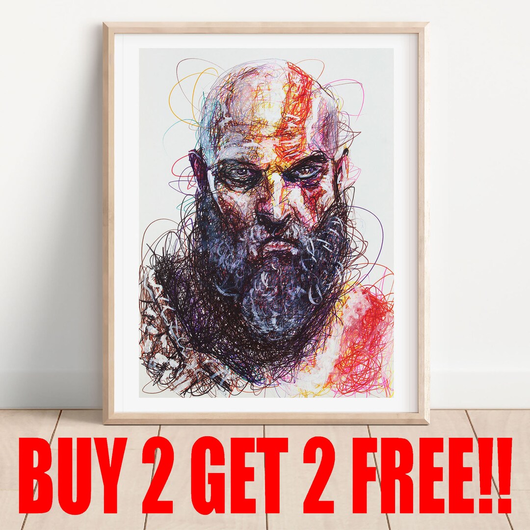 Kratos Ballpoint Pen Print, Buy 2 Get 2 FREE, God of War Art Poster ...