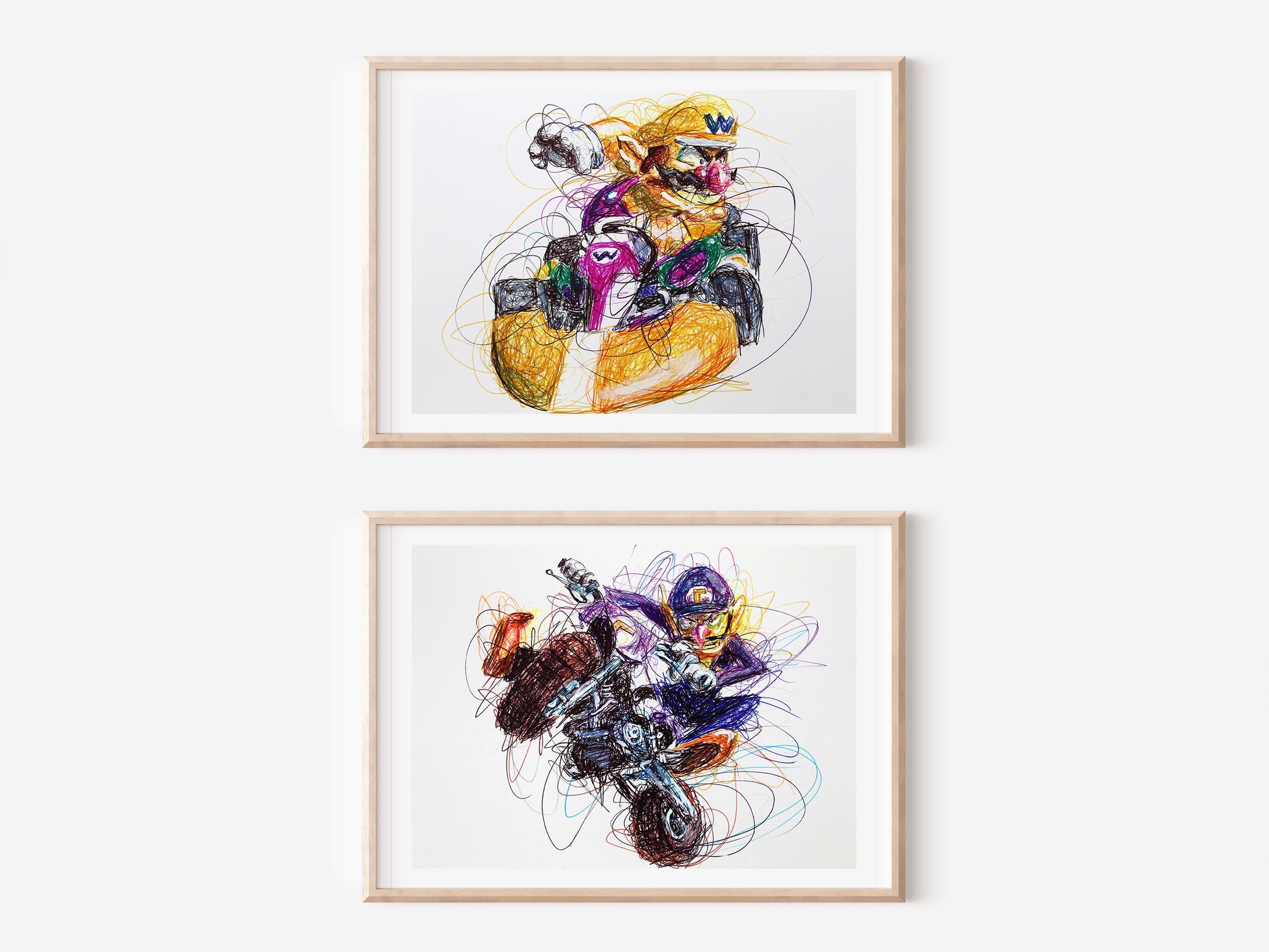 Wario and Waluigi Cart Ballpoint Pen Print Set, Get 2 FREE PRINTS ...
