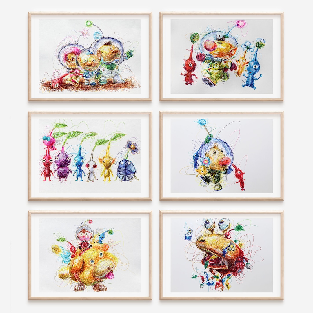 Complete Pikmin Ballpoint Pen Print Set, Pikmin Art Prints, Nintendo Art Poster, Video Game Art ...