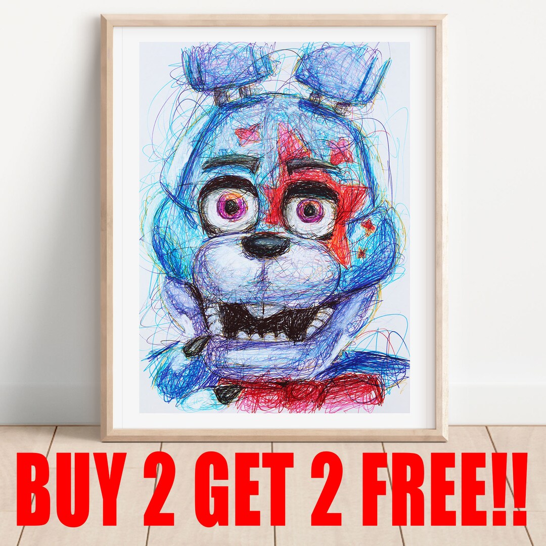Glamrock Bonnie Ballpoint Pen Print, Video Game Art Print, Five Nights ...