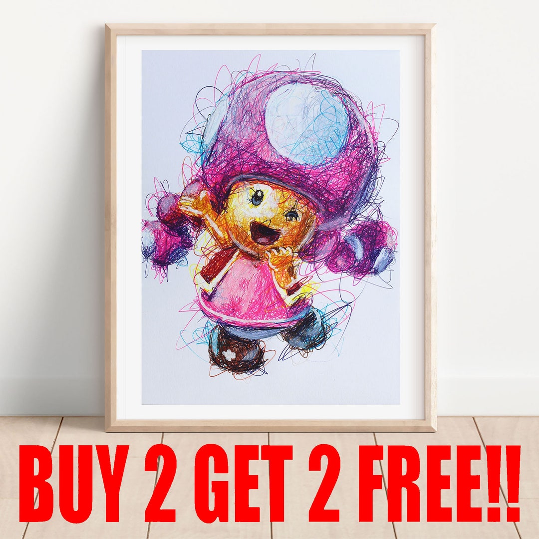 Toadette Ballpoint Pen Print, Buy 2 Get 2 FREE, Super Mario Art, Video ...