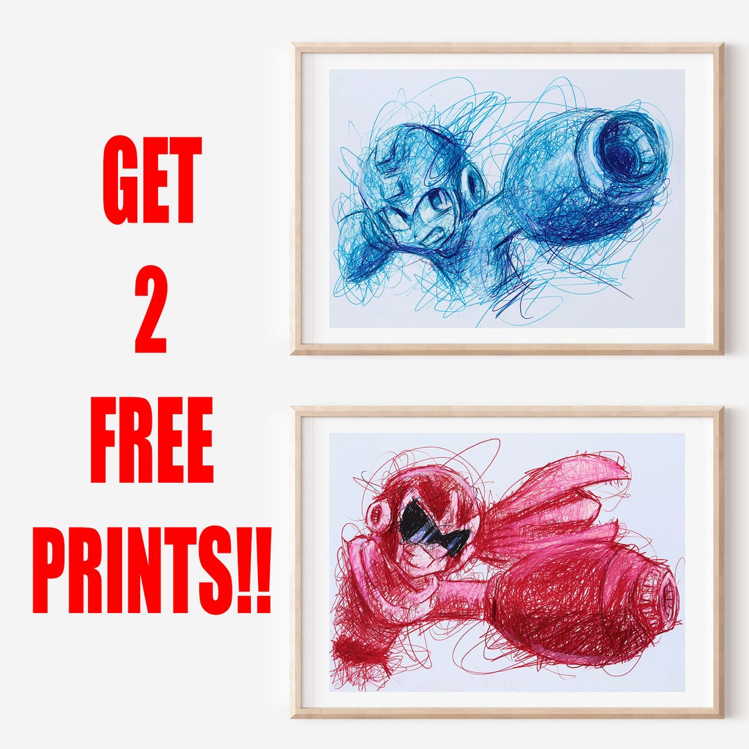 Megaman and Protoman Ballpoint Pen Print Set, Get 2 FREE PRINTS, Video ...