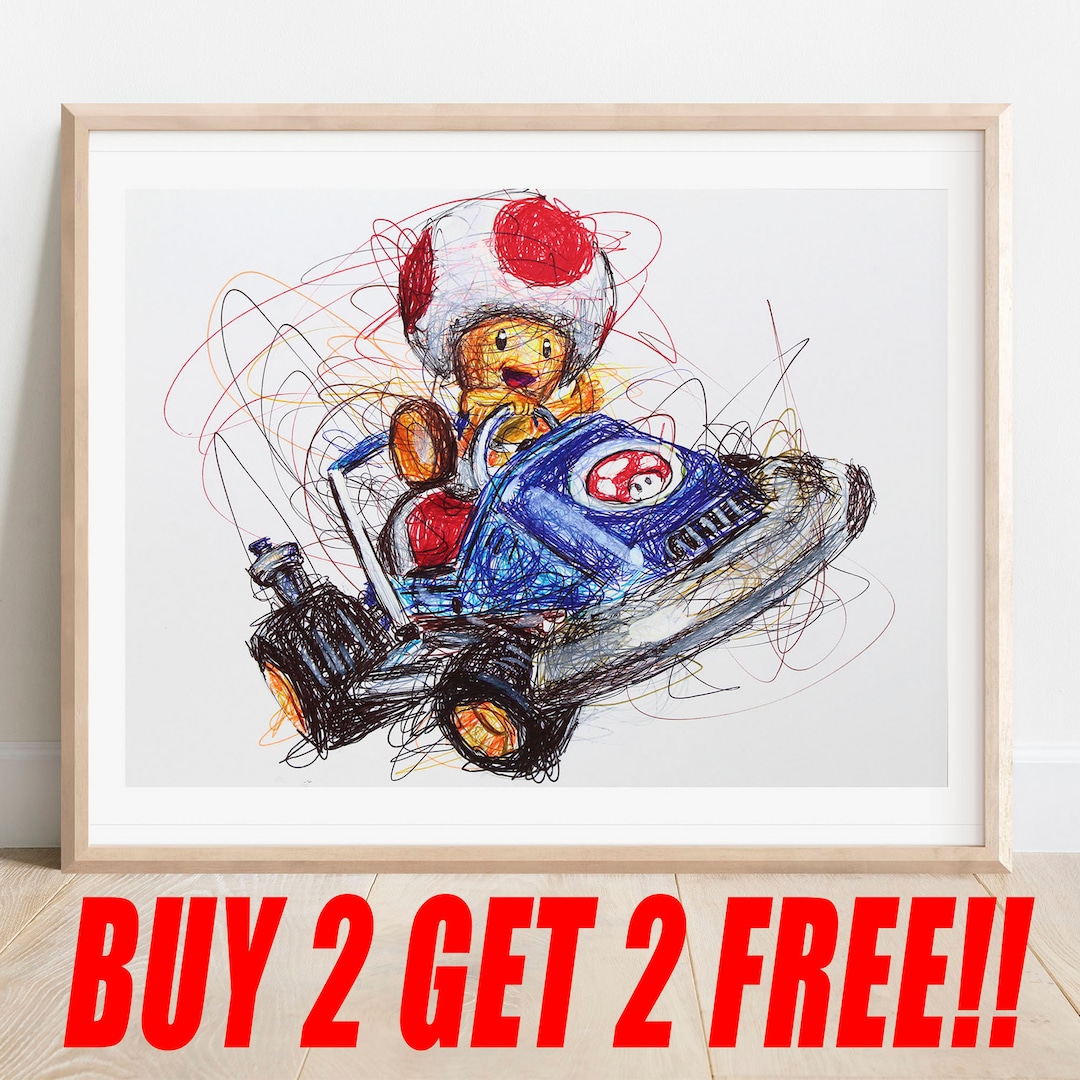 Toad Kart Ballpoint Pen Print, Buy 2 Get 2 FREE, Mario Kart Art Poster ...