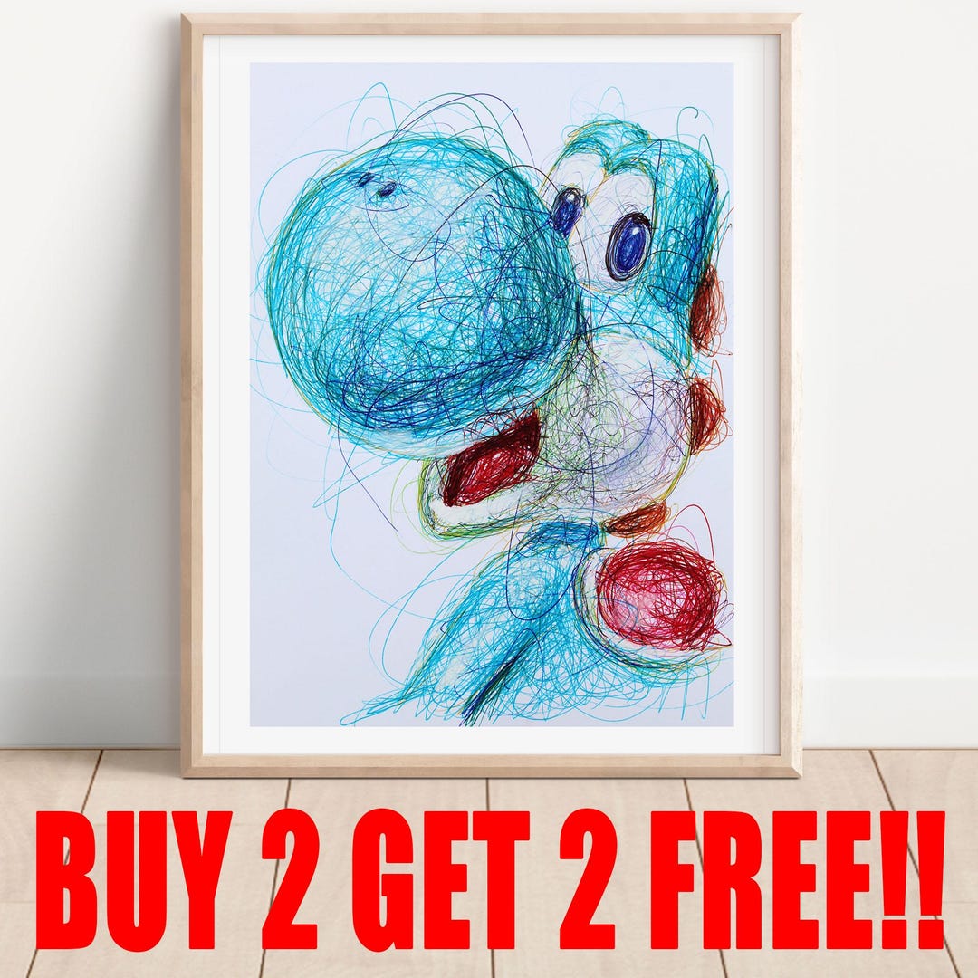 Light Blue Yoshi Ballpoint Pen Print, BUY 2 GET 2 FREE, Super Mario ...