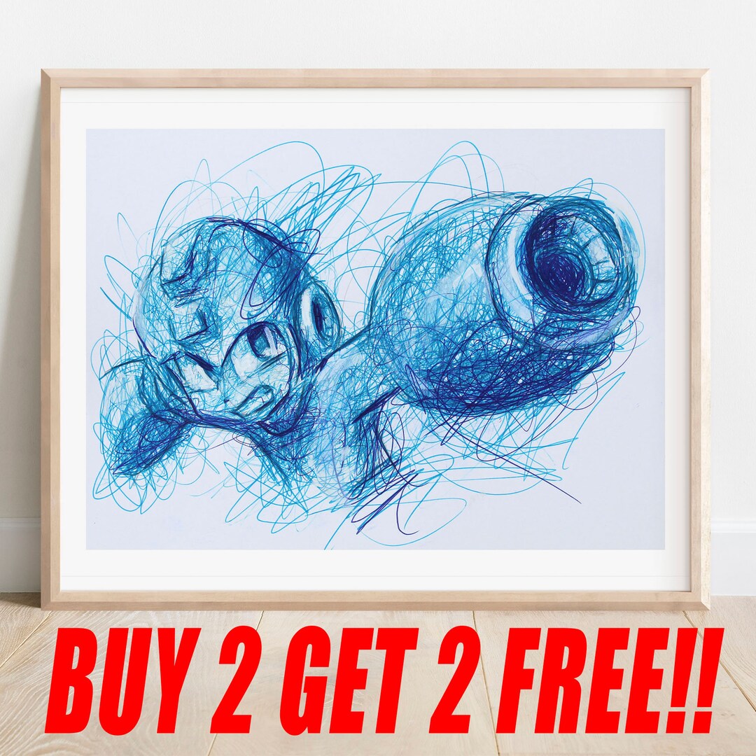 Megaman Ballpoint Pen Print, Buy 2 Get 2 FREE, Nintendo Artwork, Video ...