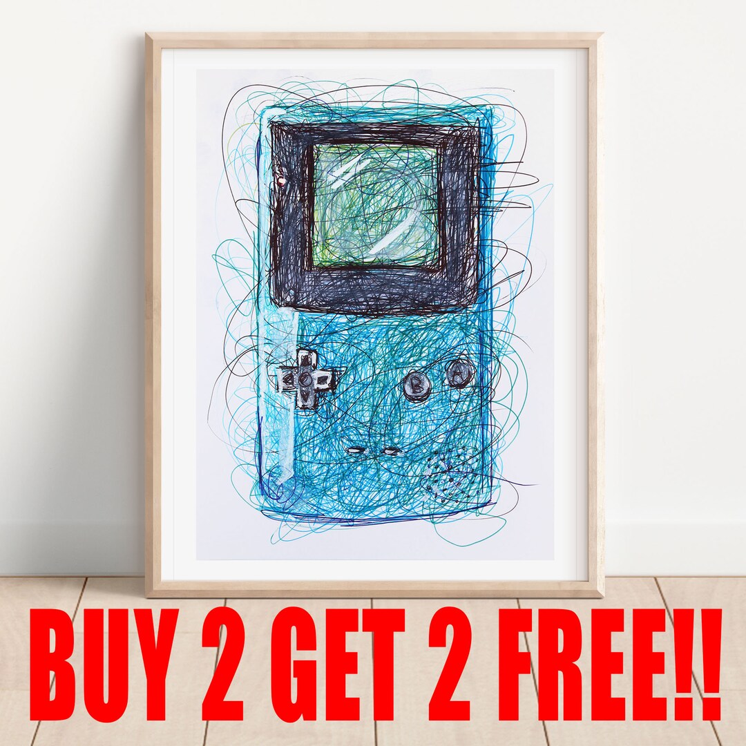 Gameboy Color Blue Ballpoint Print, Video Game Art, Nintendo Art Poster ...