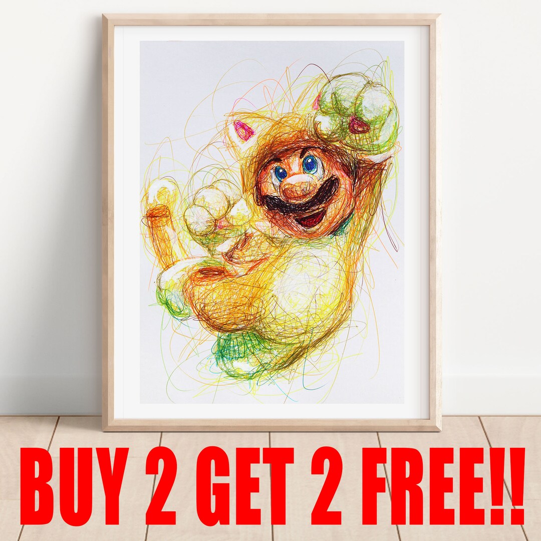 Cat Suit Mario Ballpoint Pen Print, Buy 2 Get 2 FREE, Super Mario Art ...
