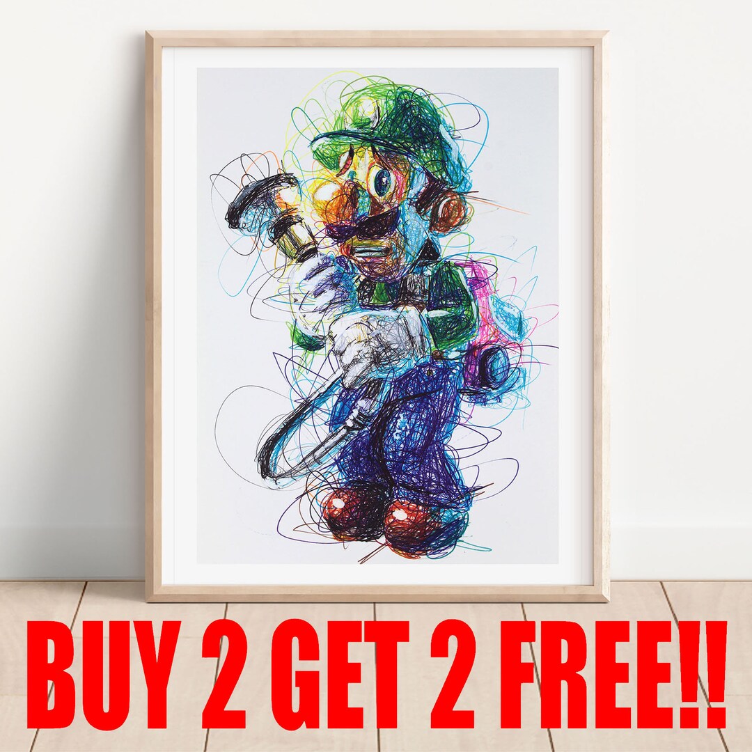 Luigi's Mansion Ballpoint Pen Print, Buy 2 Get 2 FREE, Video Game Art ...
