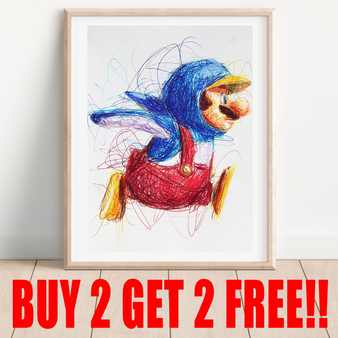 Penguin Mario Ballpoint Pen Print, Buy 2 Get 2 FREE, Super Mario ...