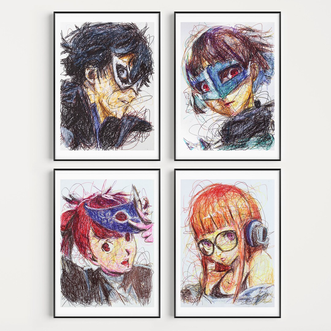 Persona 5 Ballpoint Pen Print Set, Video Game Art, Persona Art Poster ...