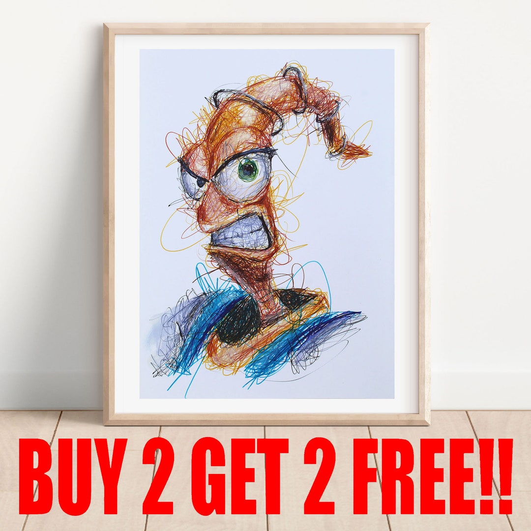 Earth Worm Jim Ballpoint Pen Print, Buy 2 Get 2 FREE, Video Game Art ...