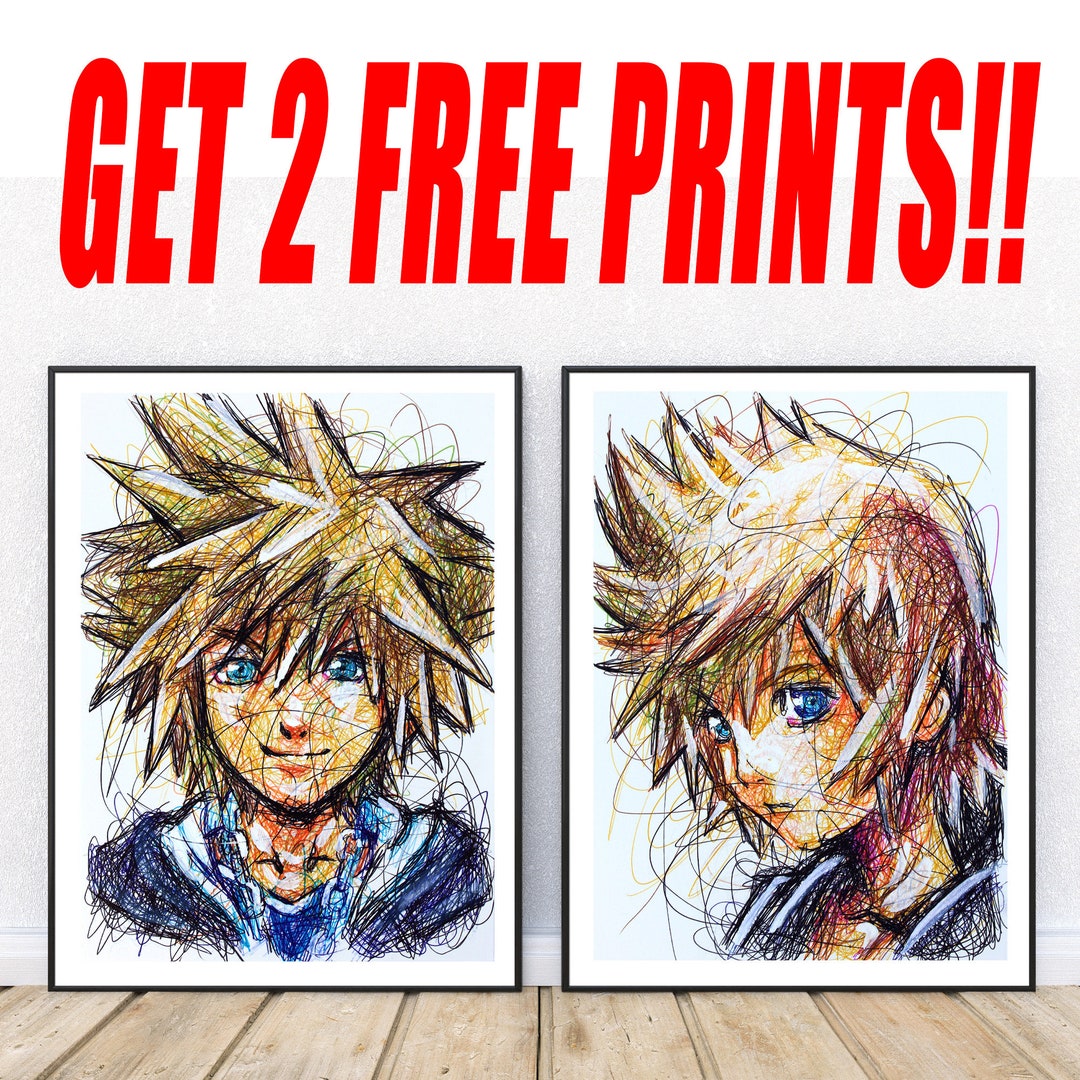 Sora and Roxas Ballpoint Pen Print Set, GET 2 FREE PRINTS, Kingdom ...
