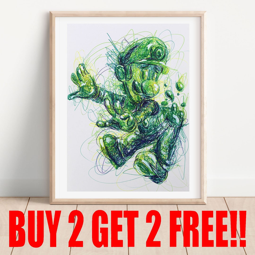 Gooigi Ballpoint Pen Print, Buy 2 Get 2 FREE, Luigi's Mansion Artwok ...
