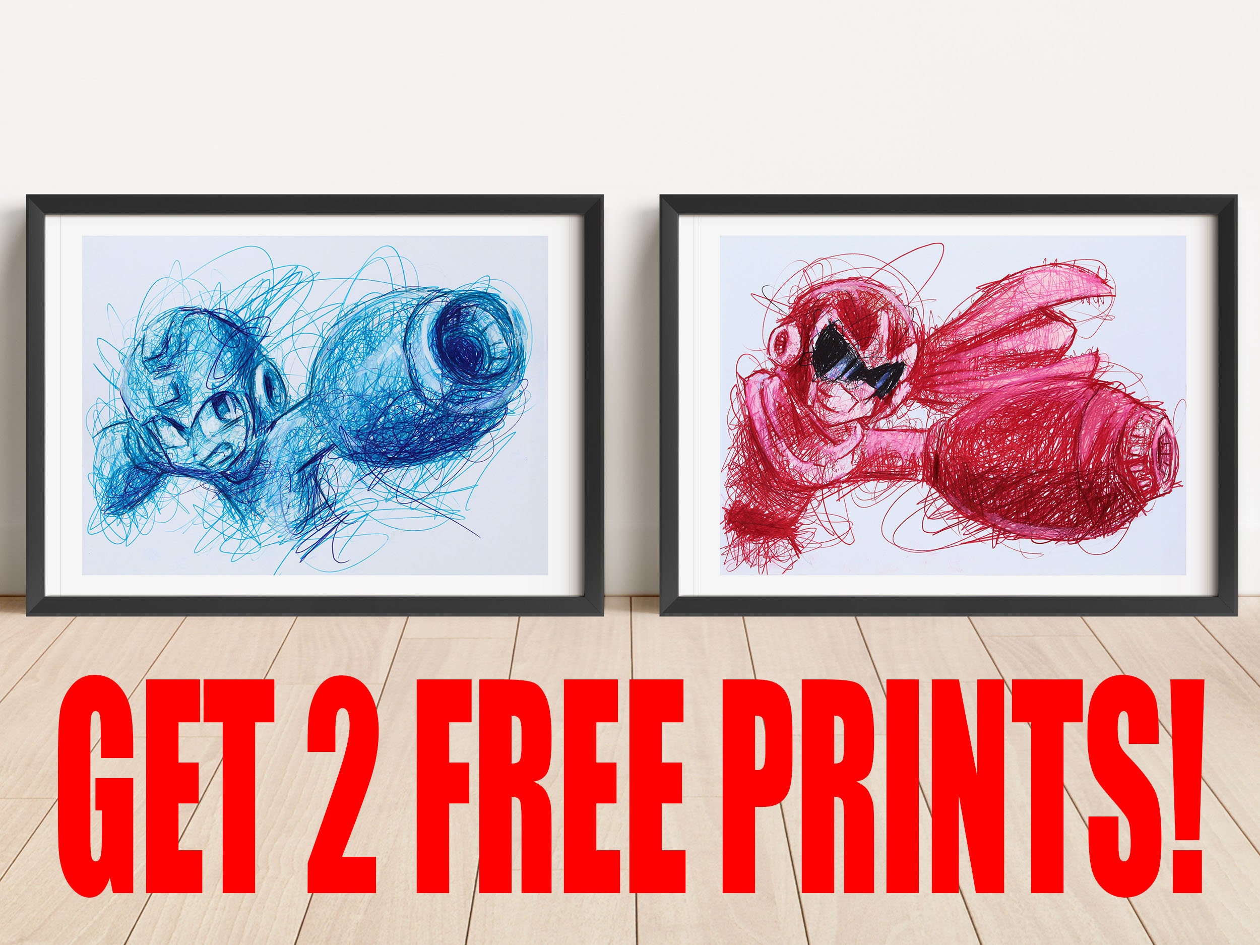 Megaman and Protoman Ballpoint Pen Print Set, Get 2 FREE PRINTS, Video ...
