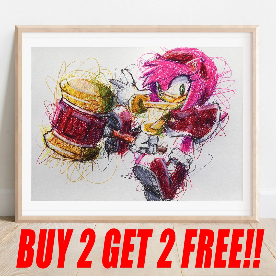 Amy Rose Ballpoint Pen Print, Buy 2 Get 2 FREE, Nintendo Artwork, Video ...