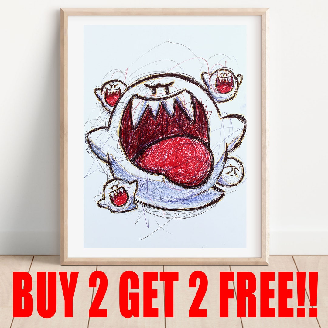 Boo Gang Ballpoint Pen Art Print, BUY 2 GET 2 FRREE, Luigi's Mansion ...