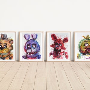 Five Nights at Freddy's Ballpoint Pen Print Set, Video Game Art, FNAF ...