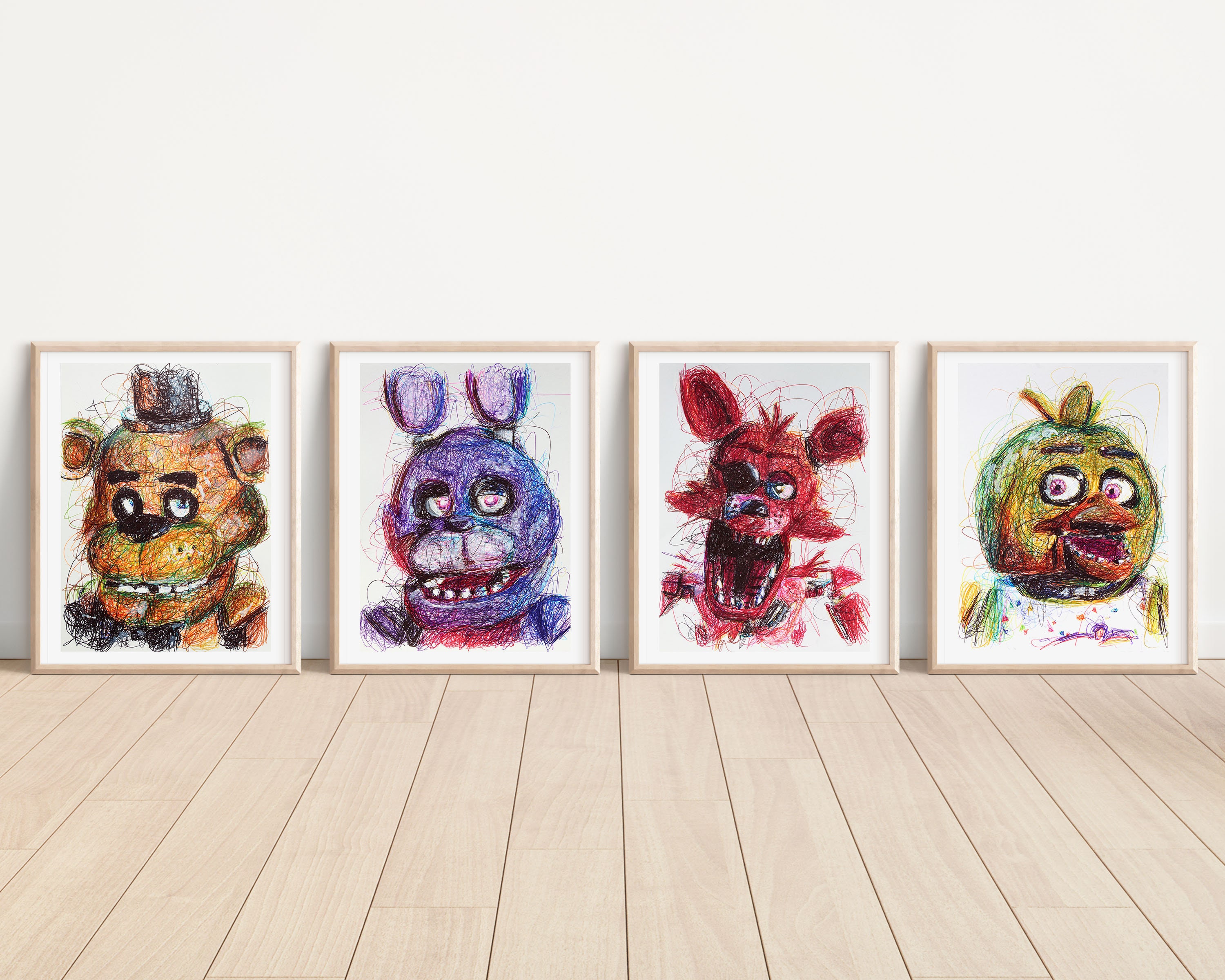 Five Nights at Freddy's Ballpoint Pen Print Set, Video Game Art, FNAF ...