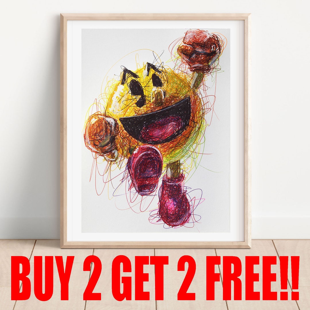 Pacman Ballpoint Pen Print, Buy 2 Get 2 FREE, Nintendo Art Poster ...