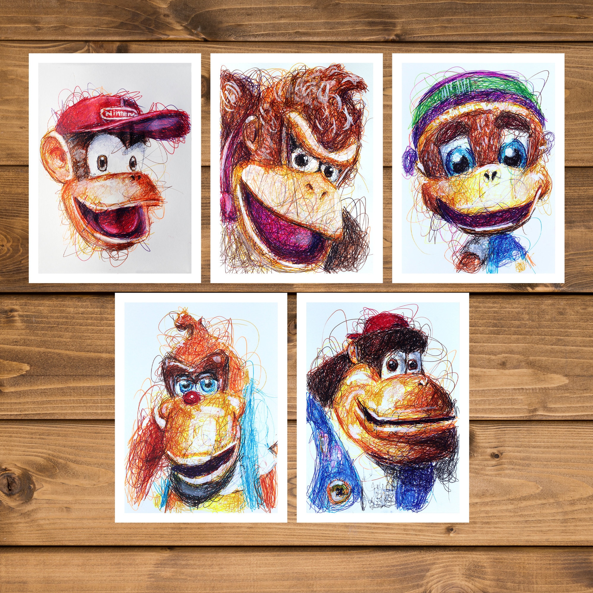 Donkey Kong Crew Ballpoint Pen Print Set Donkey Kong 64 Art - Etsy