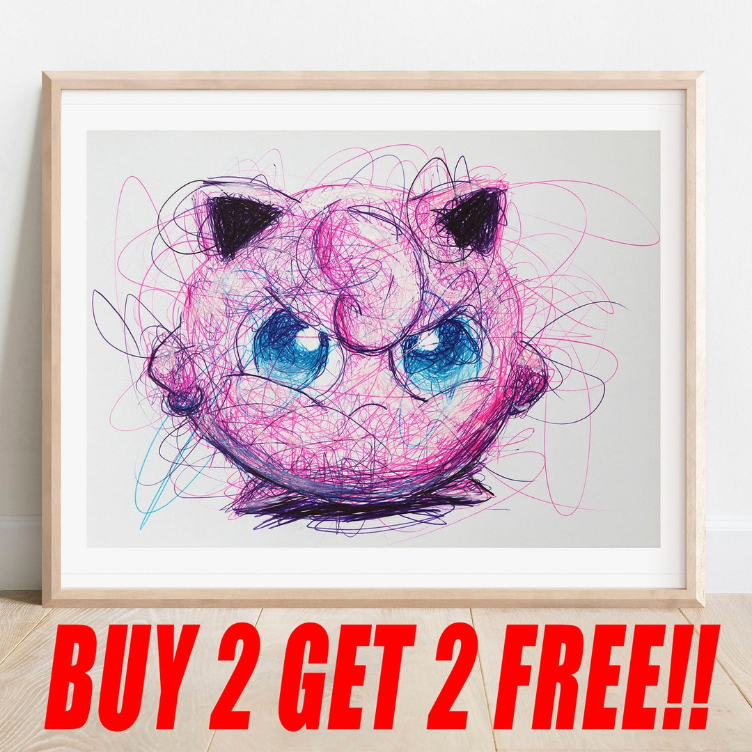 Jiggly Puff Ballpoint Pen Print, Buy 2 Get 2 FREE, Poke Art Poster ...