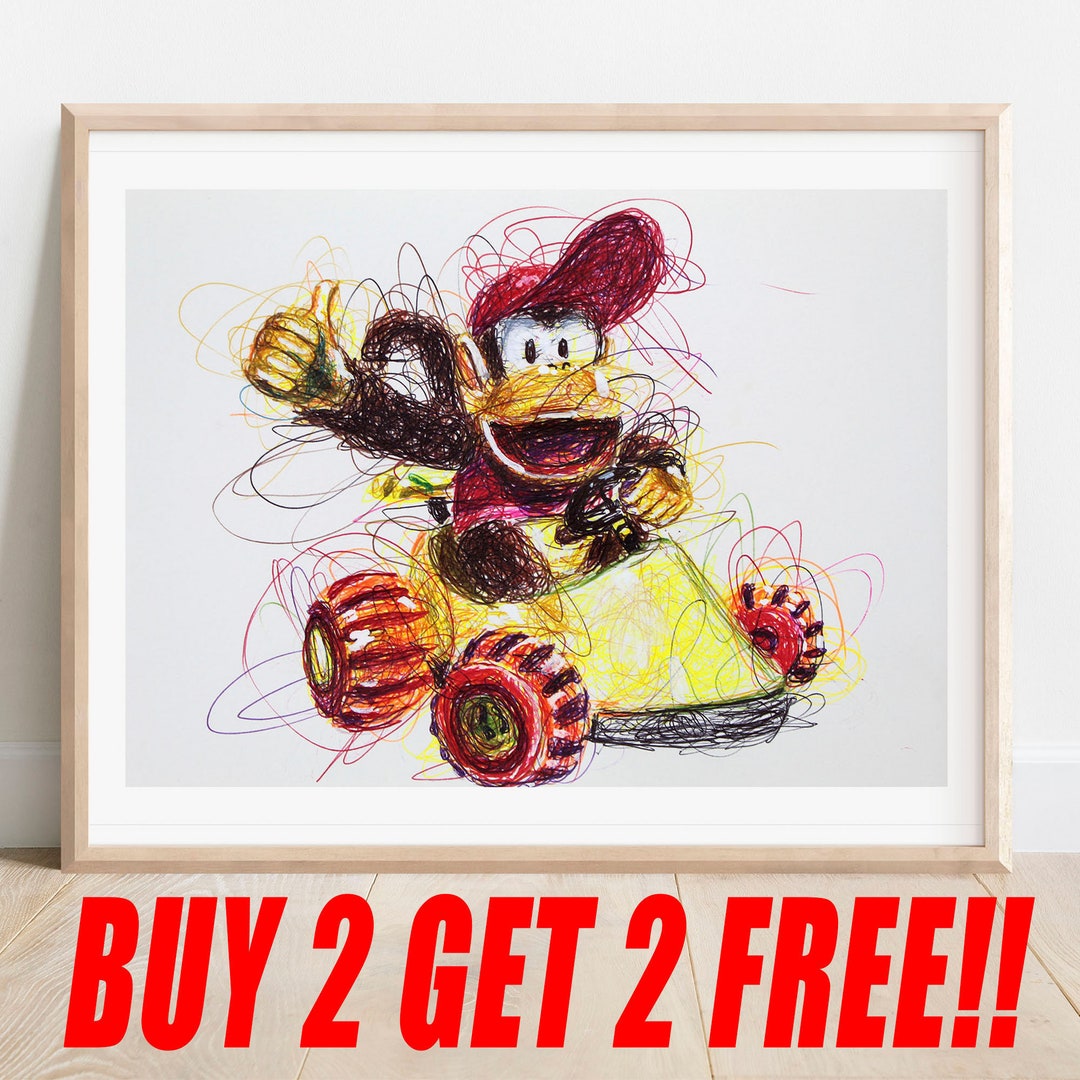 Diddy Kong Kart Ballpoint Pen Print, Buy 2 Get 2 FREE, Diddy Kong ...