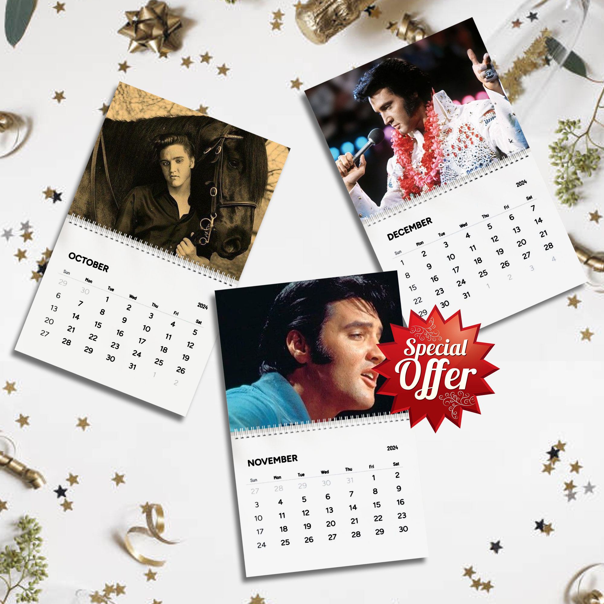 Elvis 2024 Calendar, Presley 2024 Wall Calendar, The Hillbilly Cat ...