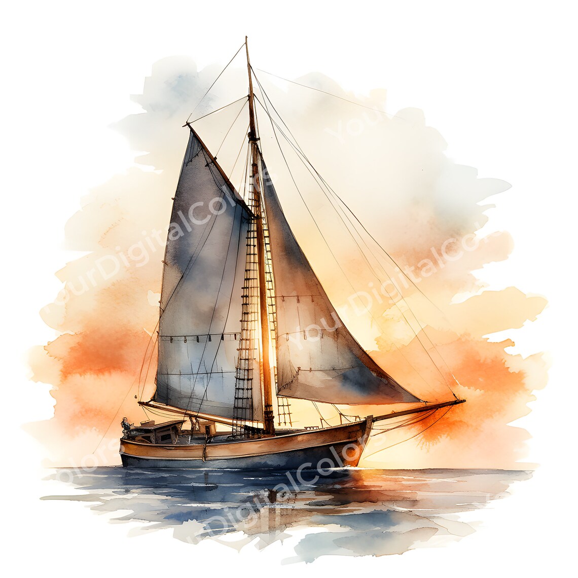 Sailboat Clipart Bundle 10 High Quality Watercolor Drawings - Etsy