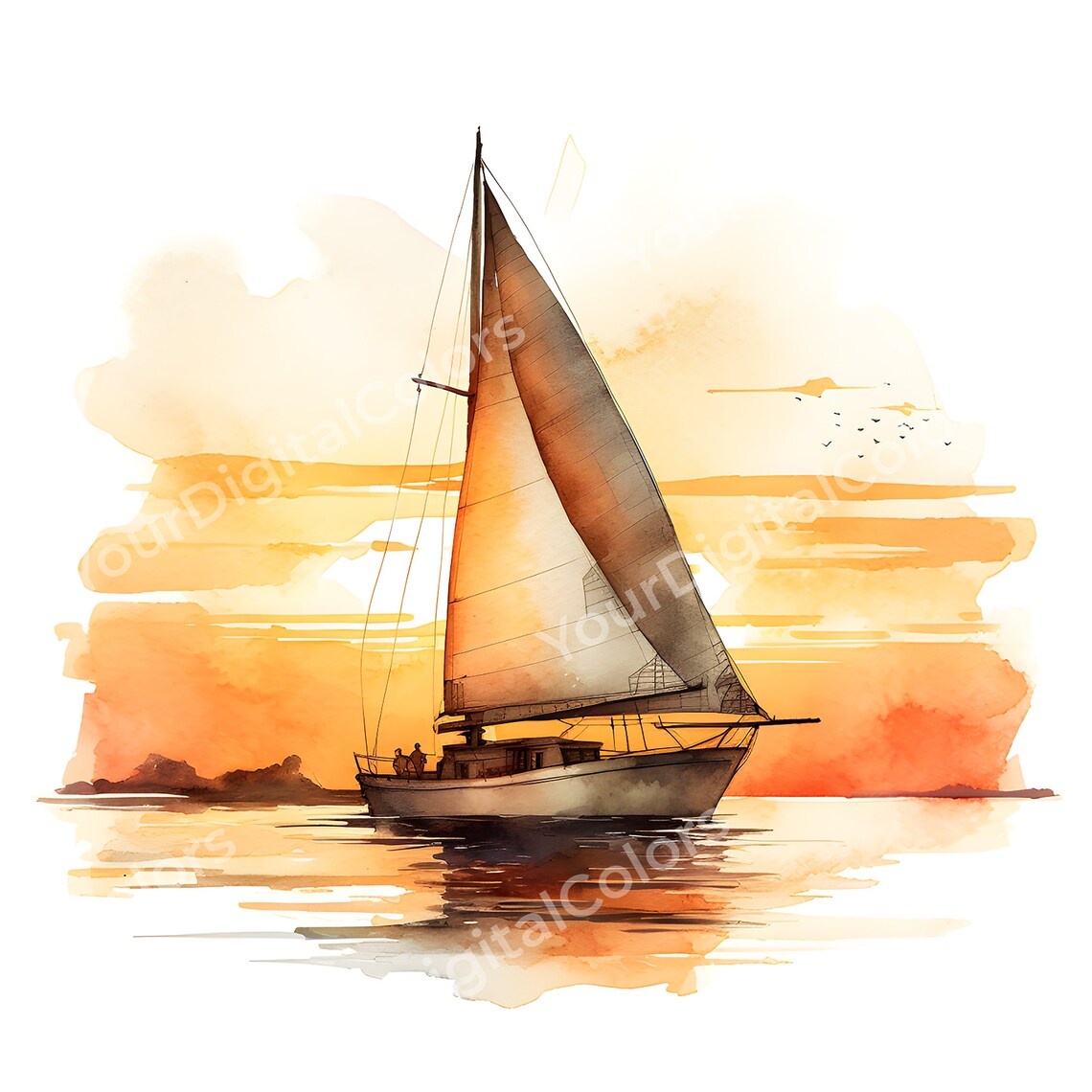 Sailboat Clipart Bundle 10 High Quality Watercolor Drawings - Etsy