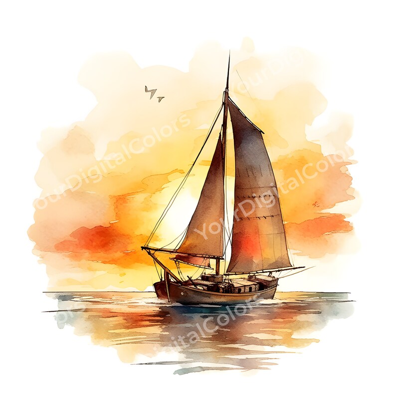 Sailboat Clipart Bundle 10 High Quality Watercolor Drawings - Etsy