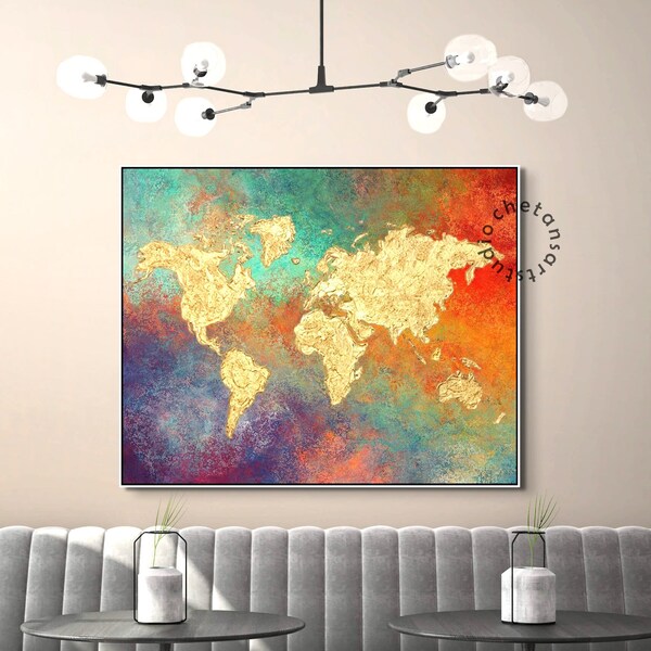 Gold Foil World Map - Etsy
