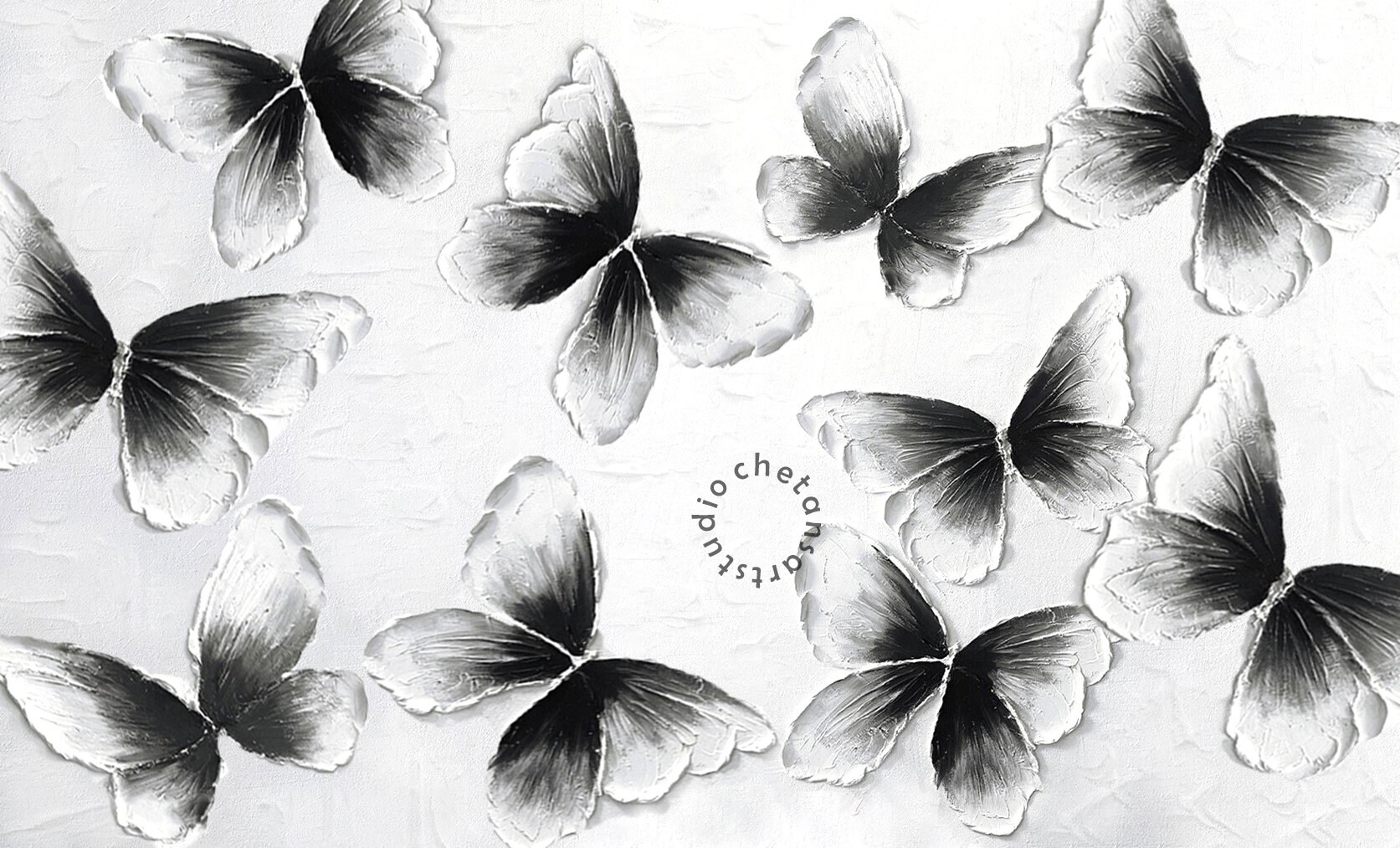 3D Texture Butterfly Painting Black and White Butterfly Art - Etsy