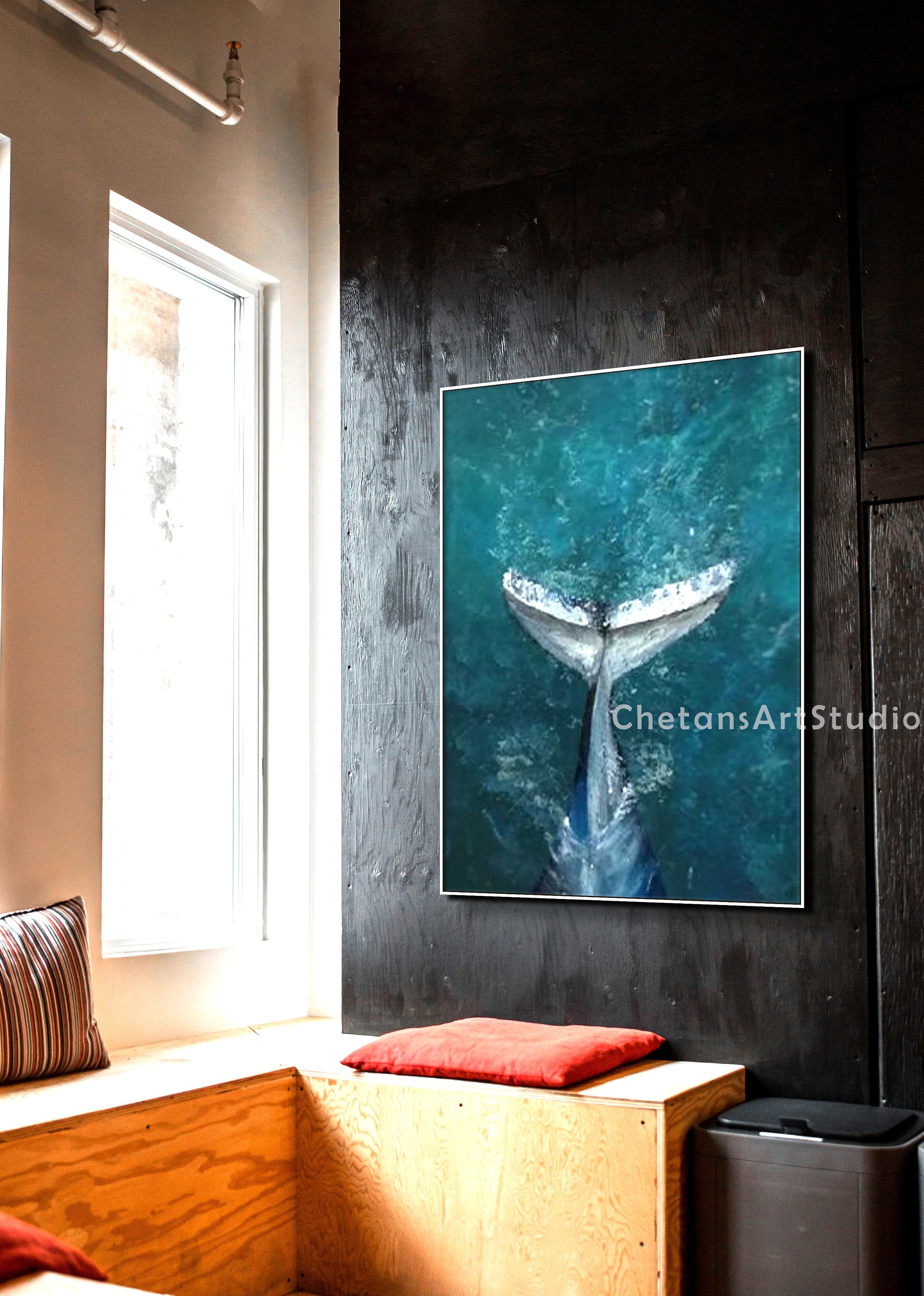Abstract Whale Tail Oil Painting on Canvas Original Whale - Etsy
