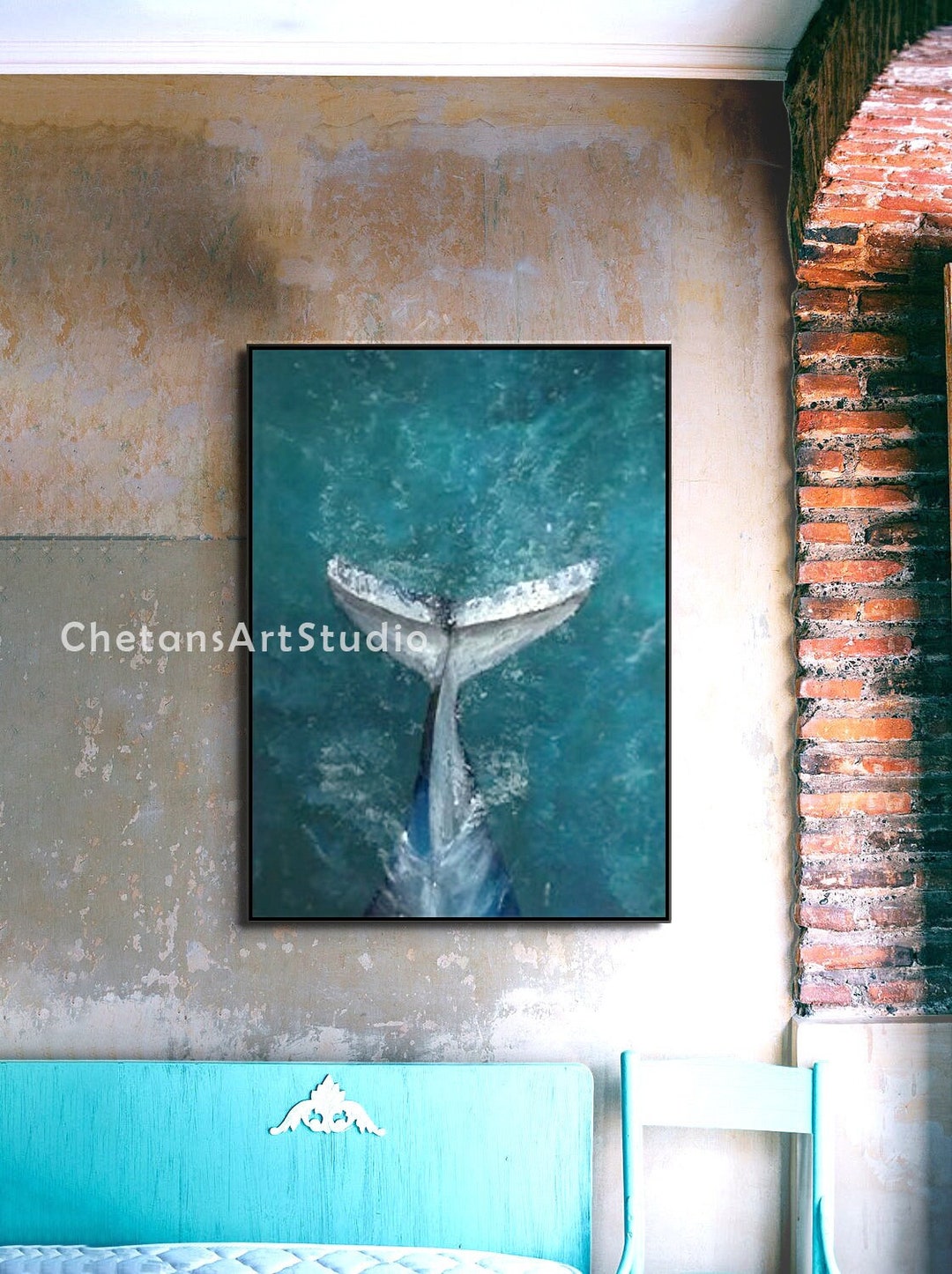 Abstract Whale Tail Oil Painting on Canvas Original Whale - Etsy