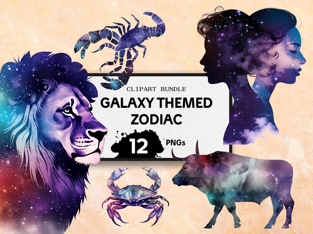 Zodiac Clipart, Galaxy Themed, Star Signs Images, Leo, Virgo, Scorpio ...