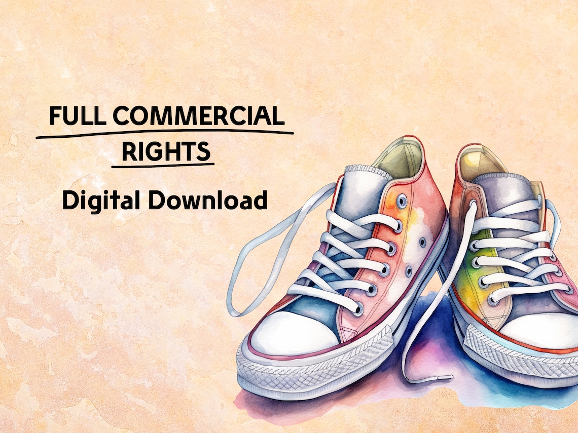 Converse Clipart, Chuck All Star Sneakers, Watercolor Trainers, Fashion ...